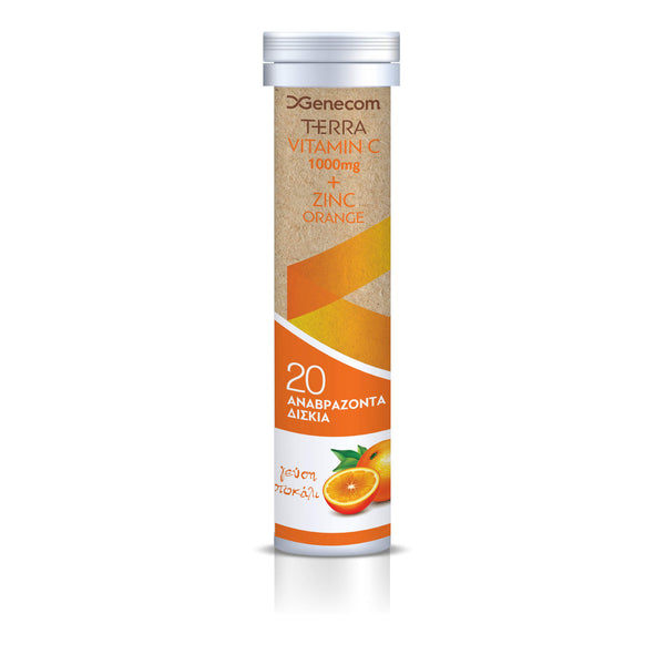 Genecom Terra Vitamin C 1000mg & Zinc Με Γεύση Πορτοκάλι 20 Αναβράζοντ ...